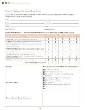 Fillable Online baschools 19 PRINCIPAL SUMMARY EVALUATION RATING FORM ...