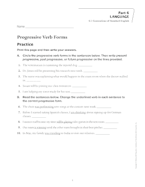 Fillable Online Progressive Verb Forms - MHSchool Fax Email Print ...