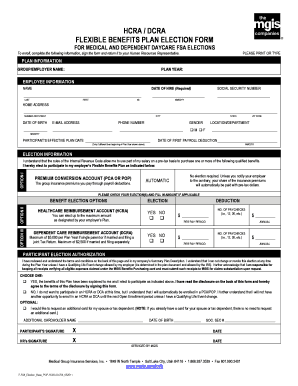 Fillable Online HCRA DCRA FLEXIBLE BENEFITS PLAN ELECTION FORM Fax ...