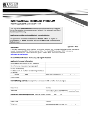 Fillable Online Application for Exchange Program Fax Email Print - pdfFiller
