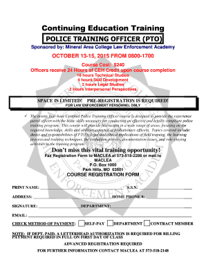 Fillable Online mineralarea POLICE TRAINING OFFICER (PTO) Fax Email ...