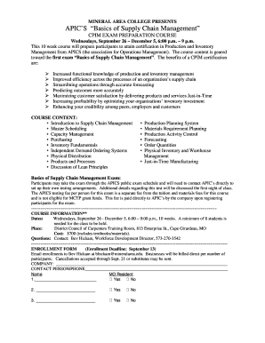 Fillable Online mineralarea APICS Basics of Supply Chain Management Fax ...