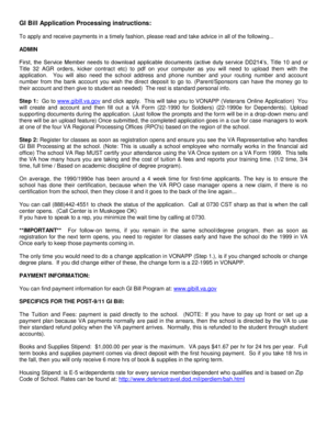 Fillable Online mlatc GI Bill Application Processing instructions ...