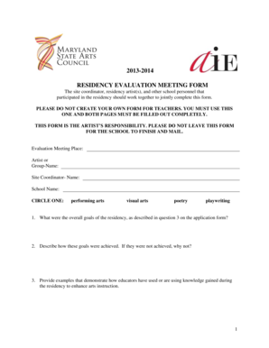 Fillable Online msac 2013-2014 RESIDENCY EVALUATION MEETING FORM - msac ...