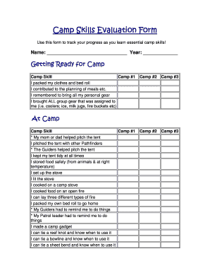 Fillable Online Camp Skills Evaluation Form Fax Email Print - pdfFiller