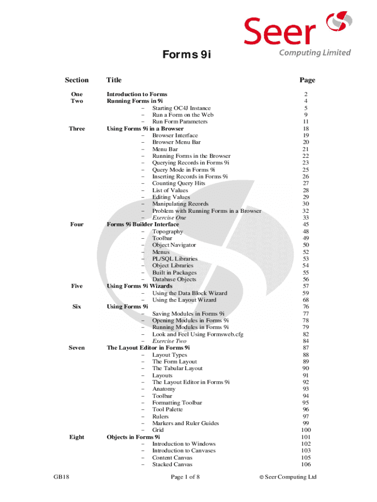 Fillable Online Index of Oracle Forms 9i training course. Index of ...