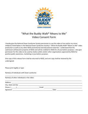 Fillable Online ndss What the Buddy Walk Means to Me Consent Form ...