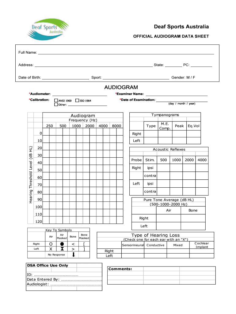 Fillable Online Audiogram bFormb - Swimming Australia Fax Email Print ...