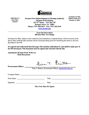 Fillable Online Invitation for Bids Addendum 1 Newport News Fax Email Print - pdfFiller