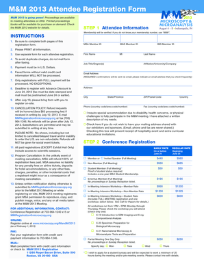 Fillable Online microscopy MampM 2013 Attendee Registration bFormb ...