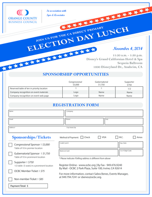 Fillable Online 2014 Election Day Lunch Reg Form Fax Email Print ...