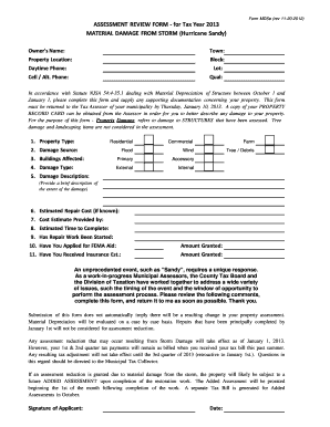 Fillable Online Assmt Review - Material Damage from Storm form Fax ...