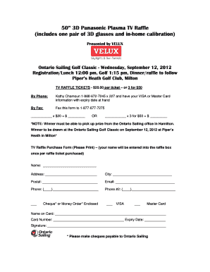 Fillable Online 3D TV Raffle Ticket Purchase - Ontario Sailing Fax ...