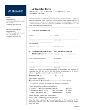 Fillable Online IRA Transfer Form - Osterweis Fax Email Print - pdfFiller