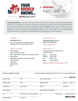 Fillable Online WEBINAR Part I NAFTA Fax Email Print - pdfFiller