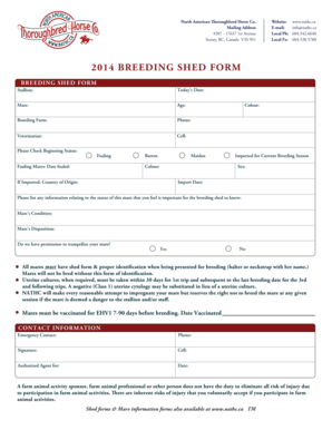 Fillable Online 2014 BREEDING SHED FORM - cdn pacificgroupnet Fax Email ...