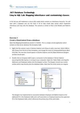 Fillable Online NET Database Technology Linq to SQL Lab Mapping Fax Email Print - pdfFiller
