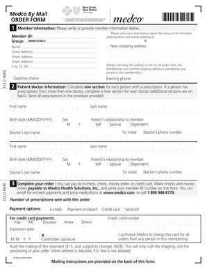 Fillable Online Medco By Mail 6101 ORDER FORM 1 - Paul Goebel Fax Email ...