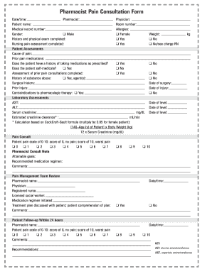 Fillable Online Pharmacist Pain Consultation Form Fax Email Print ...