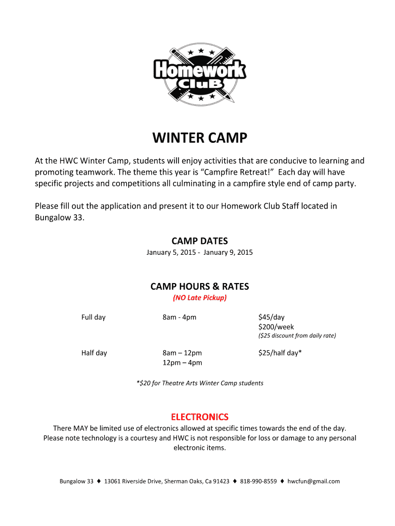 Fillable Online At the HWC Winter Camp, Fax Email Print - pdfFiller