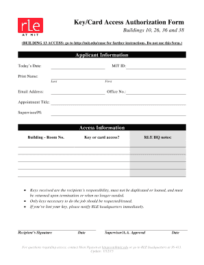 Fillable Online rle mit KeyCard Access Authorization Form Fax Email Print - pdfFiller