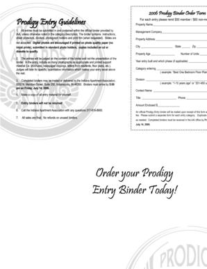 Fillable Online Order your Prodigy Entry Binder Today - Indiana ...