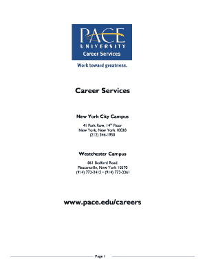 Fillable Online pace Cooperative Education & Career Services Fax Email ...