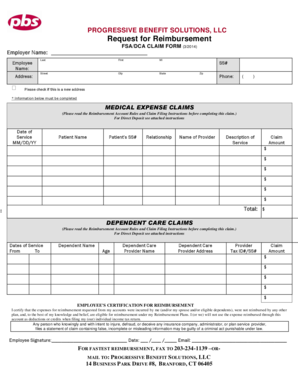 Fillable Online FSA/DCA Manual Claim Form - PBS Fax Email Print - pdfFiller