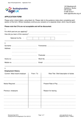 Fillable Online Age UK Buckinghamshire Application Form Fax Email Print ...