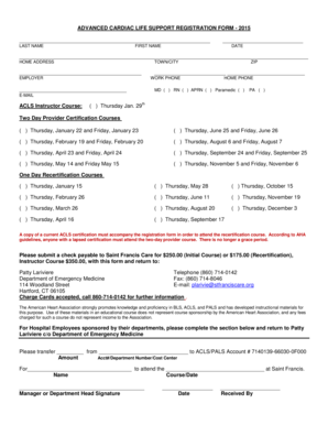 Fillable Online stfranciscare ADVANCED CARDIAC LIFE SUPPORT ...