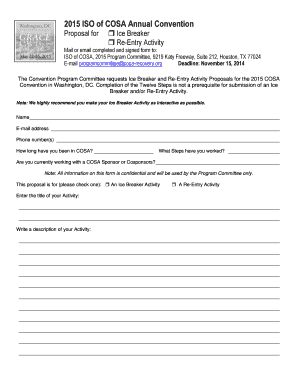 Fillable Online cosa-recovery May 2326 2014 ISO of COSA - cosa-recovery ...