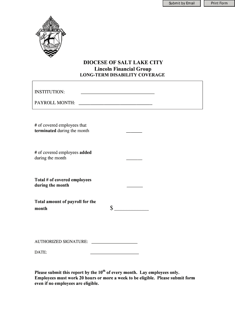 Fillable Online dioslc Disability Form - Diocese of Salt Lake City Fax ...