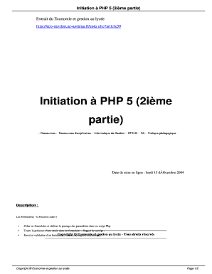 Remplissable En Ligne Initiation PHP 5 (2i me partie) Fax Email Imprimer - pdfFiller