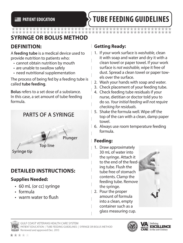 Fillable Online GCVA Patient Education Handout Tube Feeding Guidelines ...