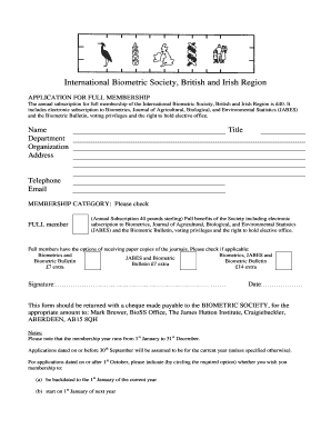 Fillable Online bir biometricsociety Membership form for new full ...