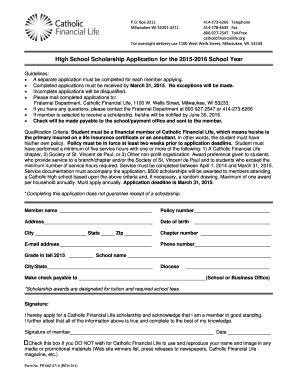 Fillable Online High School Scholarship Application for the... Fax ...