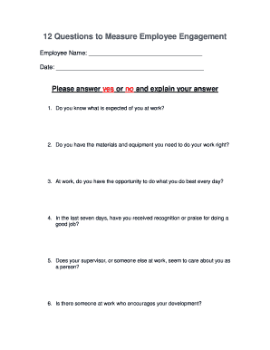 Fillable Online 12 Questions to Measure Employee Engagement Fax Email ...