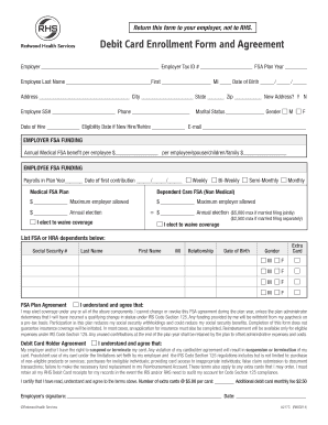 Fillable Online rhs 2173 Debit Card Enrollment and Agreement - Redwood ...