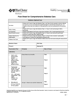 Fillable Online Flow Sheet for Comprehensive Diabetes Care Fax Email ...