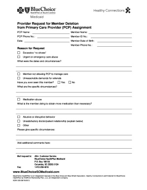 Fillable Online Request Member Discharge from Practice Panel - Blue ...