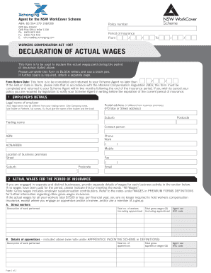 Fillable Online DECLARATION OF ACTUAL WAGES - Xchanging Fax Email Print ...