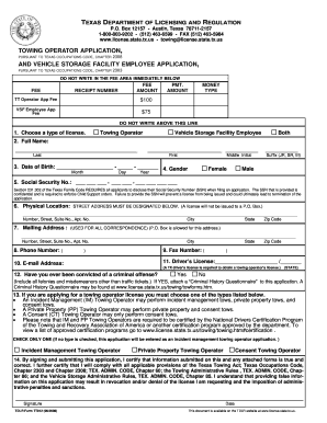 Fillable Online swtowop Towing operator application and vehicle storage ...