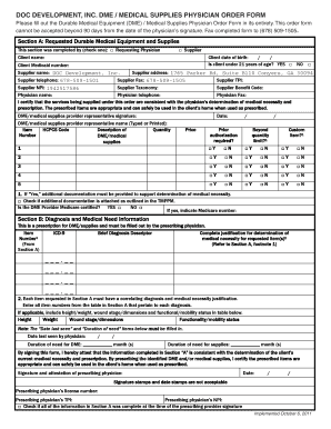 Fillable Online (Title XIX) DME/Medical Supplies Physician Order Form ...