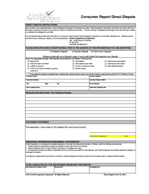 Fillable Online Direct Dispute Form -3.xls Fax Email Print - pdfFiller