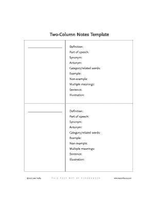 Fillable Online Two-Column Notes Template Fax Email Print - pdfFiller
