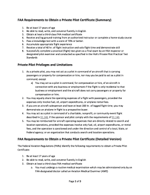 Fillable Online FAA Requirements to Obtain a Private Pilot Certificate ...