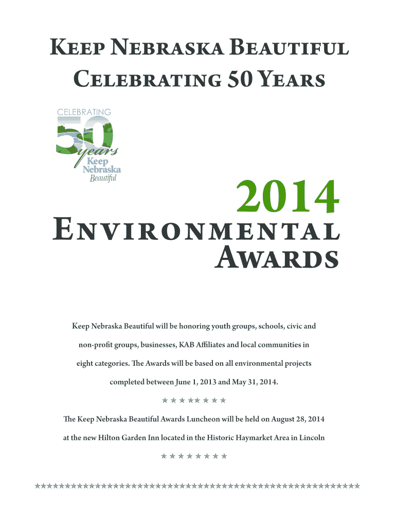 Fillable Online knb Environmental Awards - Keep Nebraska Beautiful ...