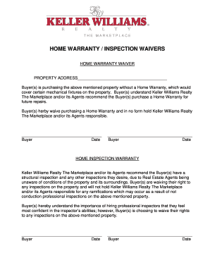 Fillable Online HOME WARRANTY INSPECTION WAIVERS Fax Email Print ...
