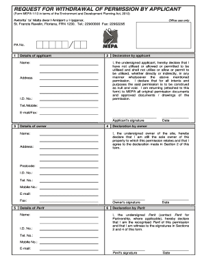 Fillable Online Form 1_13 - Request for withdrawal of permission by ...