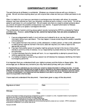 Fillable Online CONFIDENTIALITY STATEMENT Fax Email Print - pdfFiller